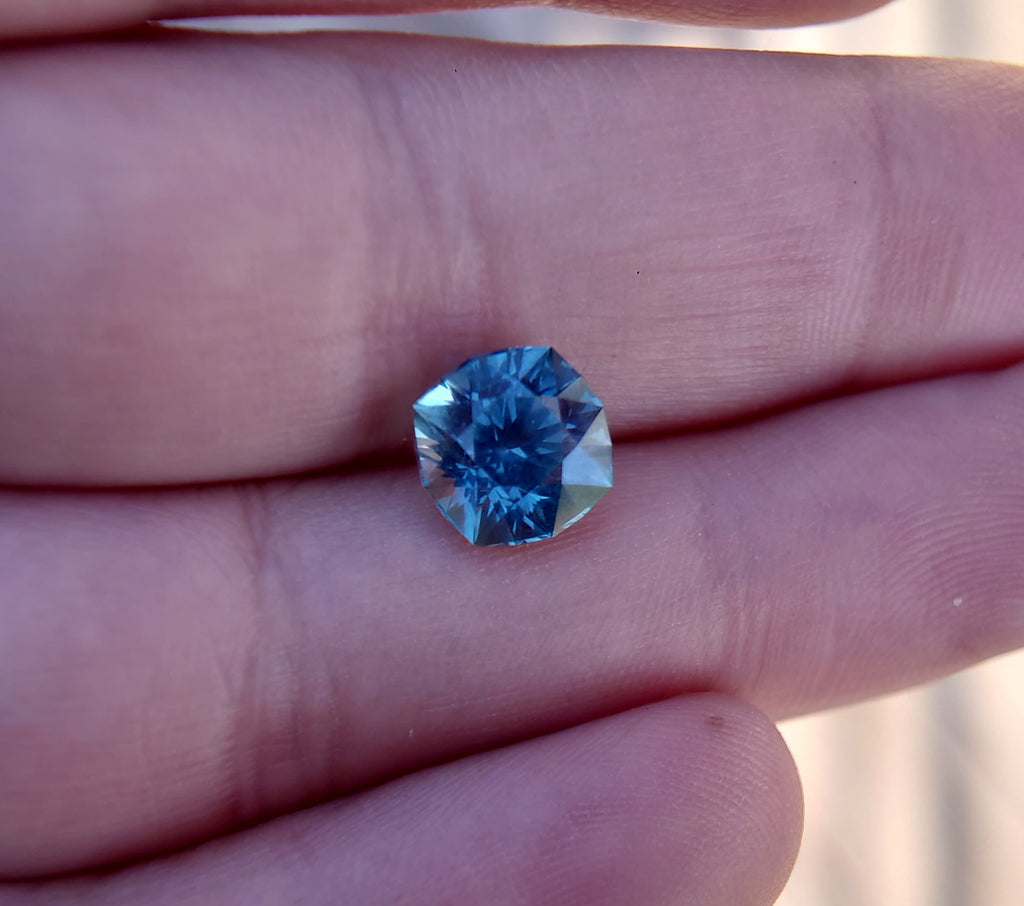 3.94ct MODIFIED CUSHION VIVID BLUE TO TEAL COLOR SHIFT NATURAL NO HEAT ...